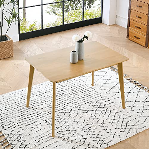 MUSEHOMEINC 47 Inch Kitchen & Dinning Room Tables for Small Space, Mid Century Modern Wooden Rectangular Dining Table for 4-6,Kitchen Table,Living Room Table,Home Office Table,Easy Assembly,Natural