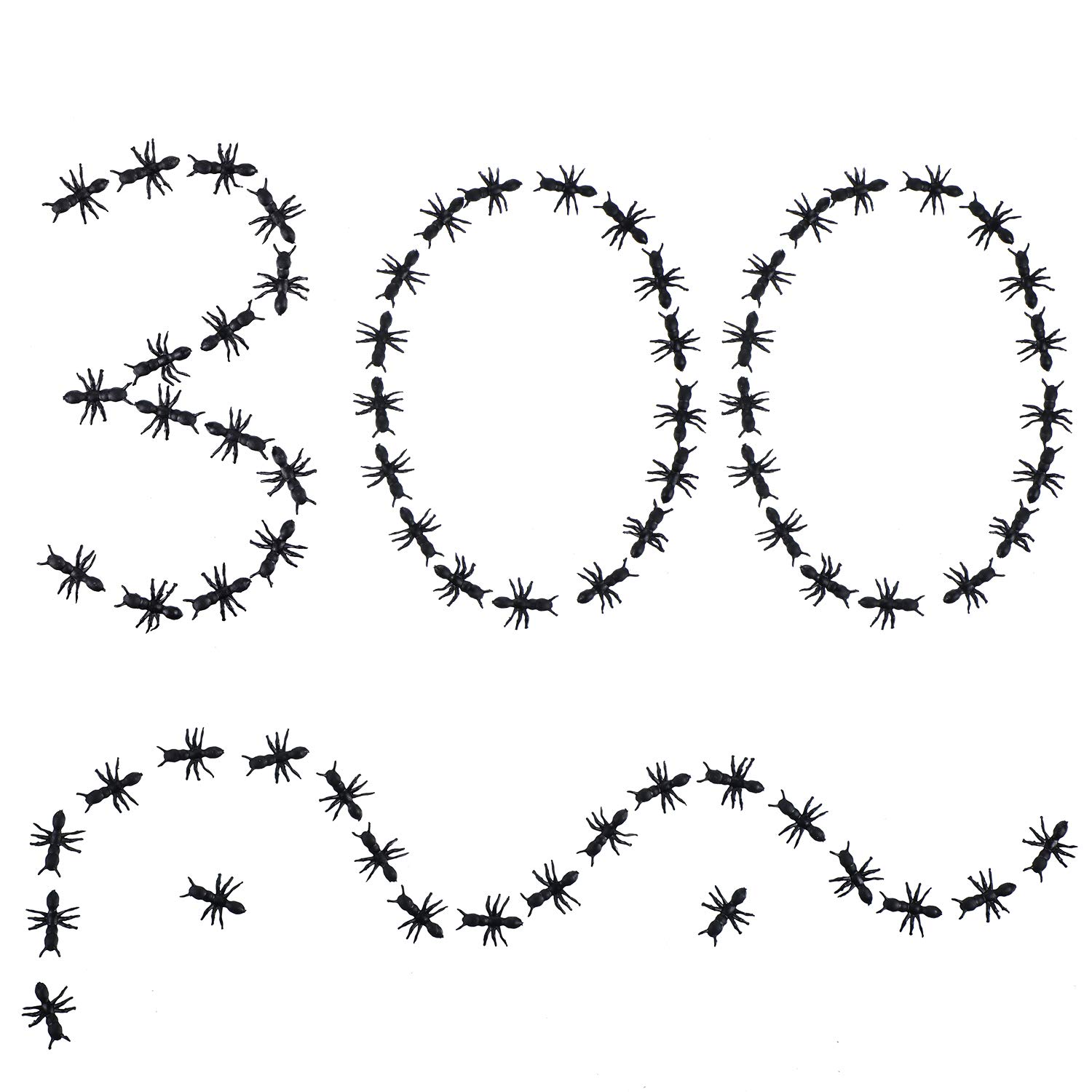 Jovitec 300 Pieces Fake Ants Prank Plastic Black Ant Bugs Joke Toys Realistic Insects for Halloween Party Favors Decoration Props
