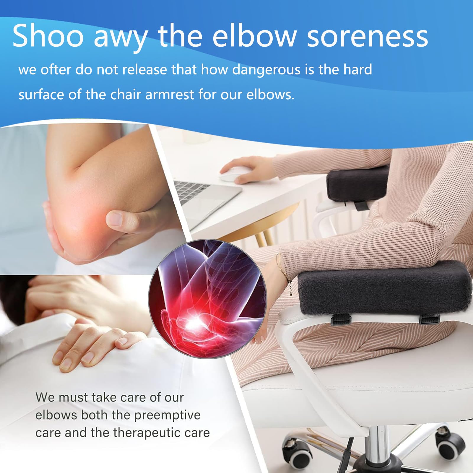 Big Ant Plush Chair armrest Cushions Elbow Pillow Pressure Relief Office Chair Gaming 2 Pack Chair armrest with Memory Foam armrest Pads,Black