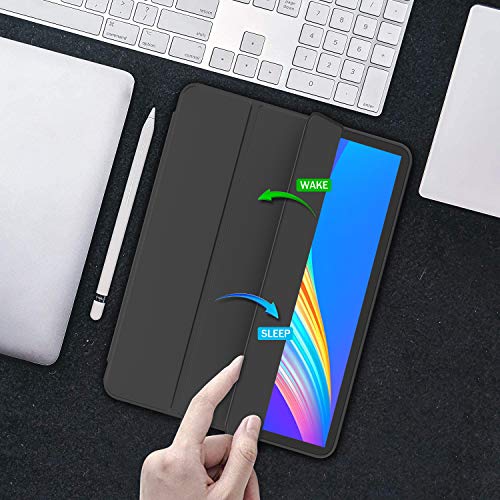 iMieet New iPad Pro 12.9 Case 2022(6th Gen)/2021(5th Gen) with Pencil Holder [Support iPad 2nd Pencil Charging/Pair],Trifold Stand Smart Case with Soft TPU Back,Auto Wake/Sleep(Black)