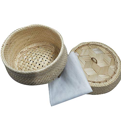 Heavens Tvcz Bamboo Rice Steamer Basket with Lid Sticky Rice Cooker Thai Home Electric Cooker Food Safe Free Cloth 1 piece