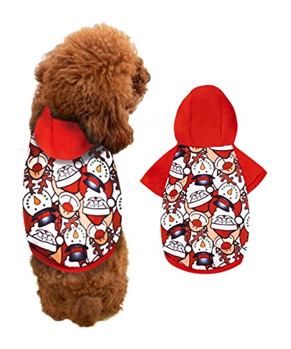 Fantasy Era Funny Dog Christmas Outfits Costume Cat Hoodie Cosplay Party Clothes for Small Pet (Red, XX-Large)