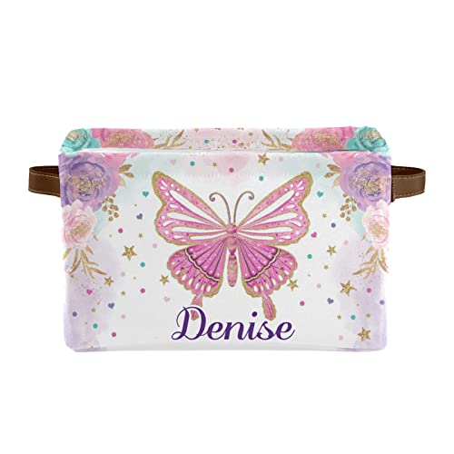 Magical Butterfly Fairy Personalized Large Storage Box for Toy,Bathroom,Nursery,Home Kitchen Shelves,Custom Closet Decorative Storage Bins 2 Pack