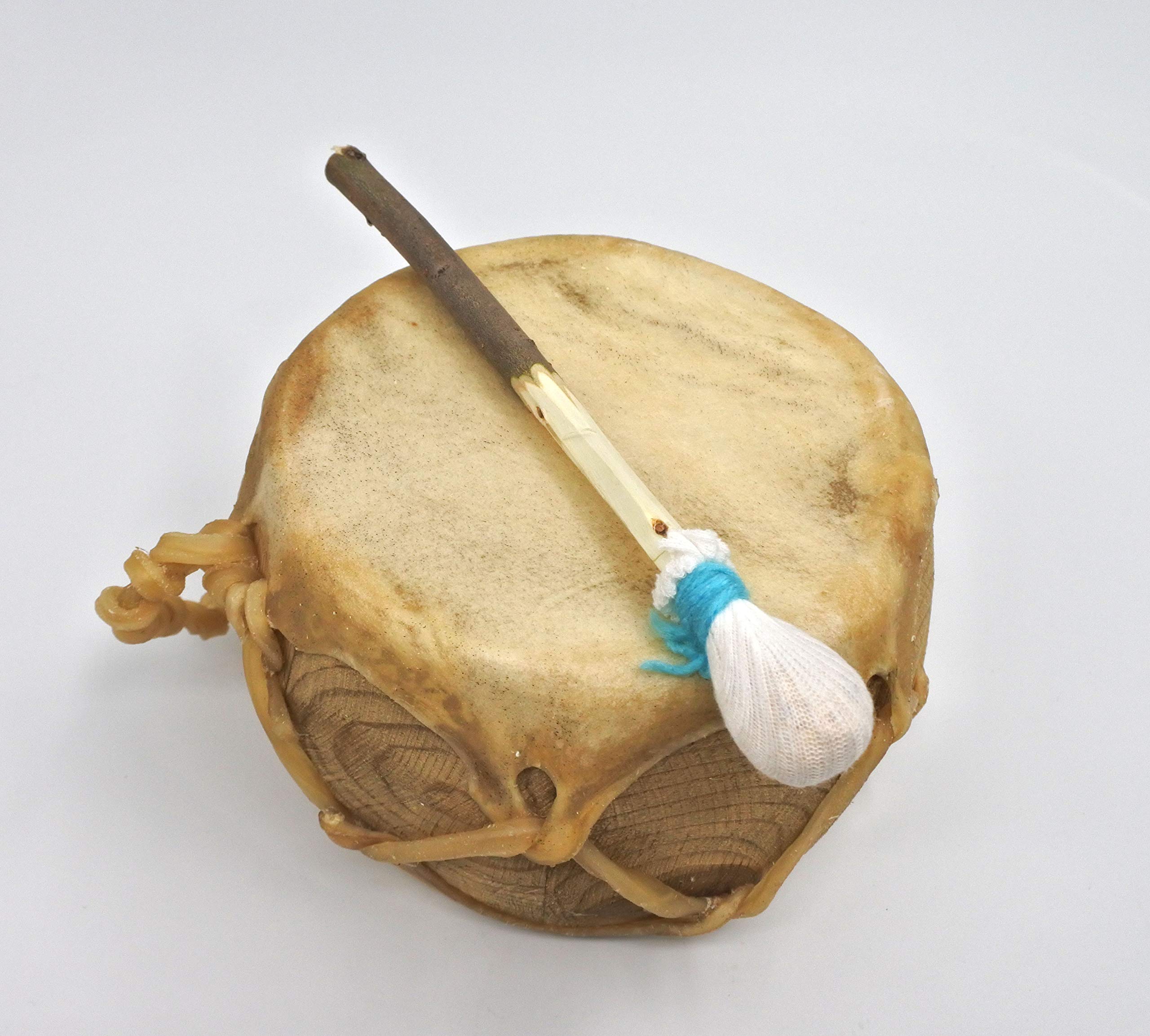 Native American Drum Cochiti Pueblo Handmade Stretched Rawhide 6" D x 3 1/4" T