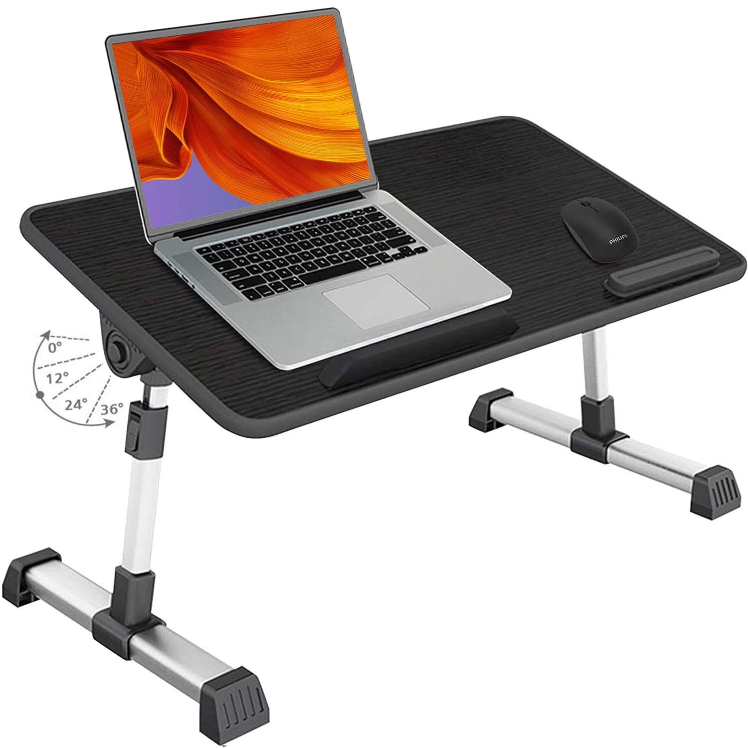 Bed Desk for Laptop, Adjustable Bed Table Tray Computer Desk, Portable Laptop Stand, Height and Angle Adjustable for Eating, Working, Writing, Medium(20.4IN X 11.8IN, Black)