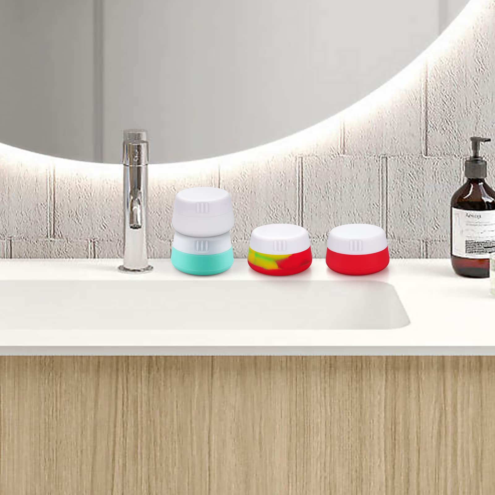 Cosywell Small Travel Containers for Toiletries 20ml TSA Approved Silicone Cream Jars Refillable Leak-proof Travel Size Accessories with Lid for Lotion Cosmetic Makeup Body Cream (4 Pieces)