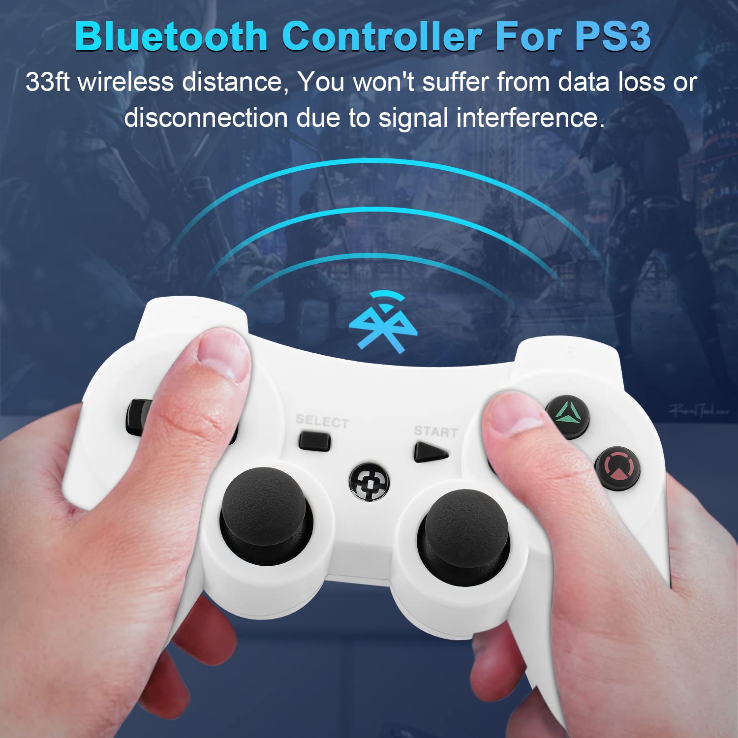 Blue Wireless Gamepad Works with PS3 Controller, OUBNAG for PS3 Remote Compatible with Playstation 3 Cooling Game Controllers for PS-3 Gift for Kids Boy Girl Man (2022 New Lightning Blue Pa3 Joystick)