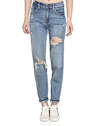 luvamia Women's Casual High Waist Ripped Boyfriend Jeans Washed Distressed Denim Jean Pants Modern Blue Size X-Large