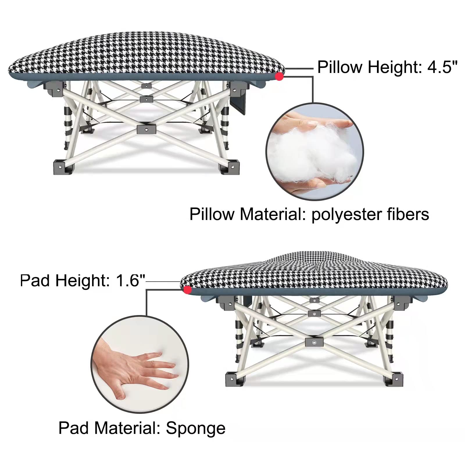 BRONOM Cot Camping Cot with Comfortable Mattress Pillow Heavy Duty 500 LB Load Cots for Sleeping with Pad Sleeping Cot Camping Bed Include Carry Bag for Adults Home Office Vocation Outdoor Nap