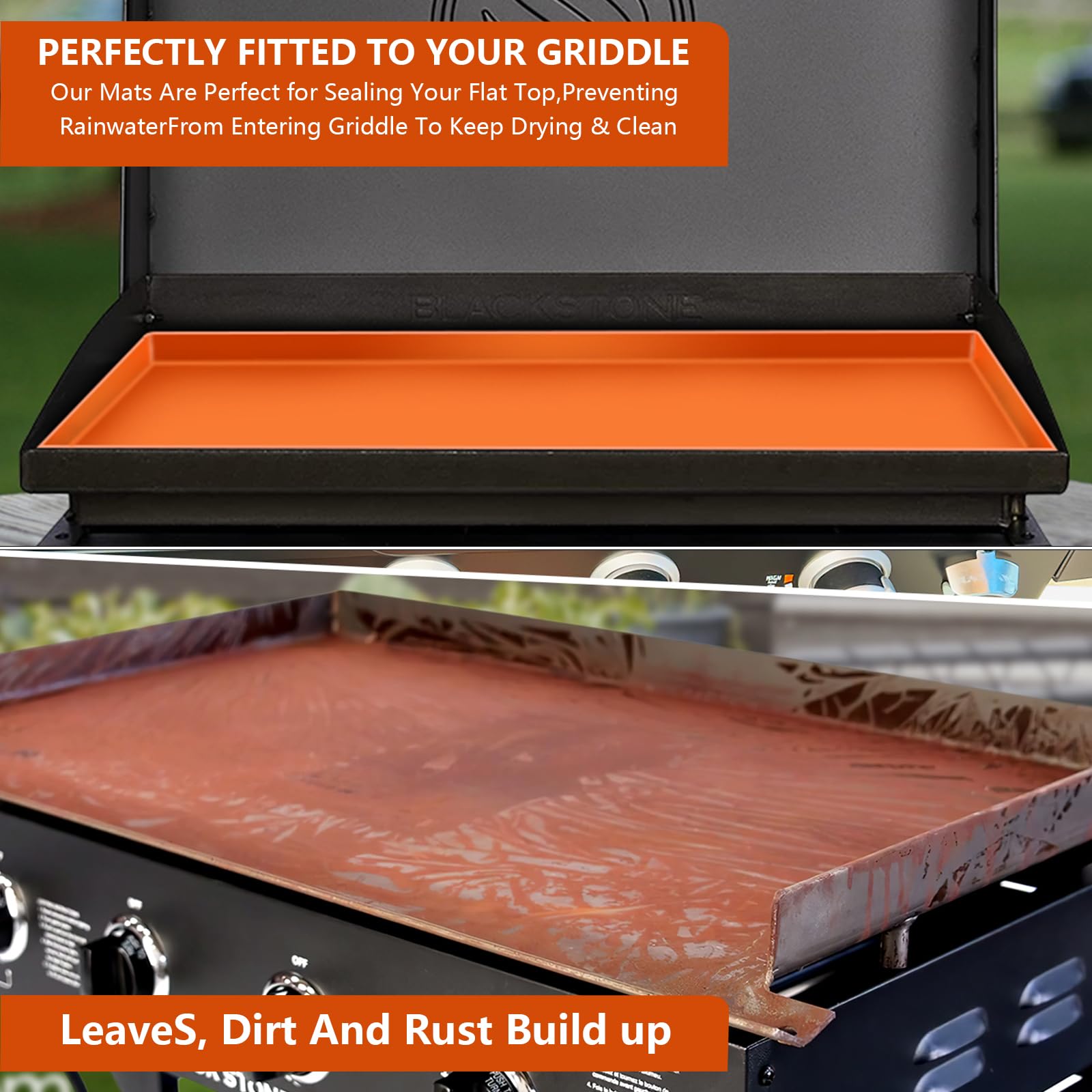 Blackstone Silicone Griddle Cover for Blackstone 22-Inch Griddle, Heavy Duty 100% Food-Grade Silicone - Non-Stick/Reusable/Washable Griddle Cover Protects Your Griddle from Dirt/Rust (Orange)