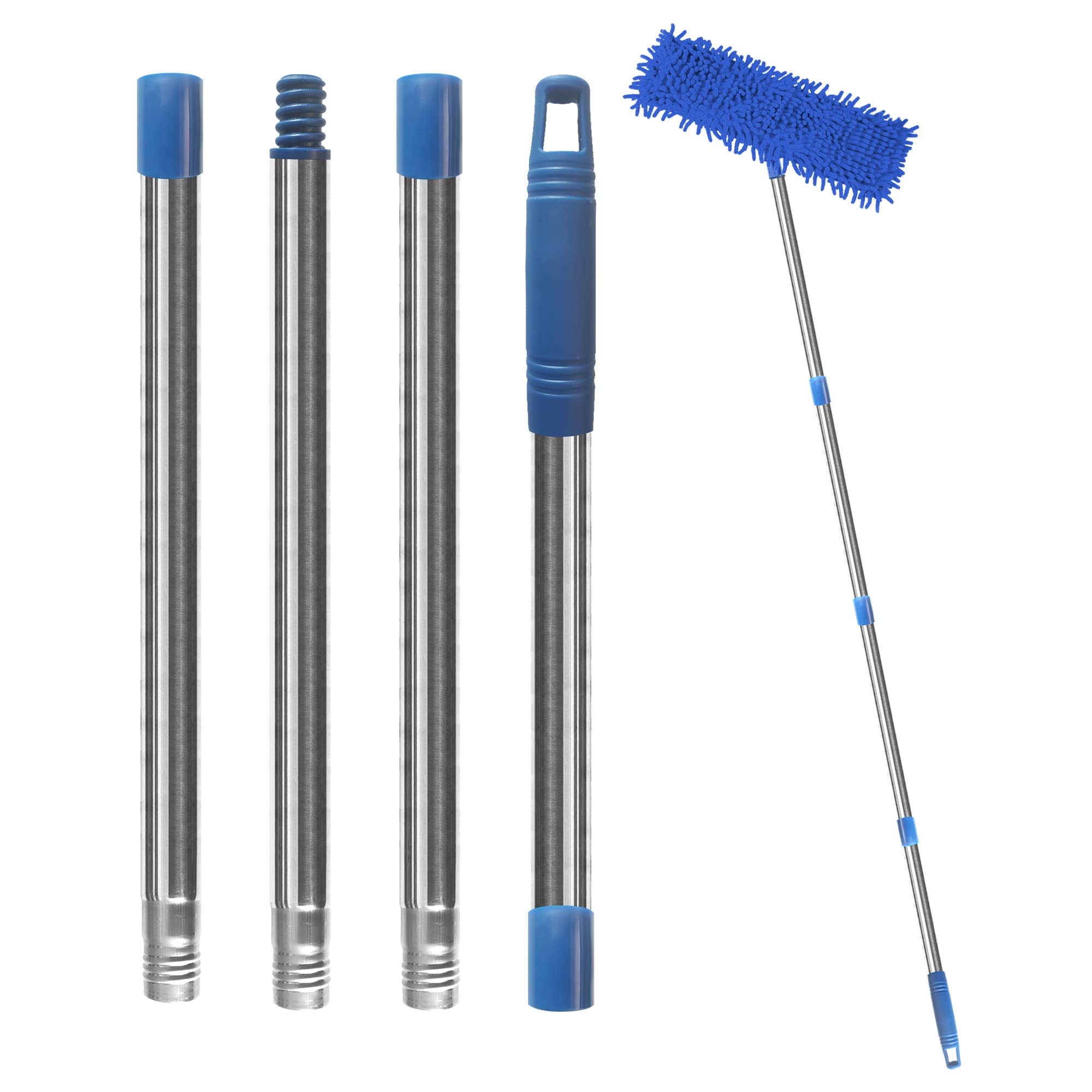cosbur Spin Mop Handle Replacement, 4-Section Mop Handle Replacement for Spin Mop, Stainless Steel Mop Pole Handle for Commercial Mop and Mop Refills, Cleaning Tools Accessories(Blue)