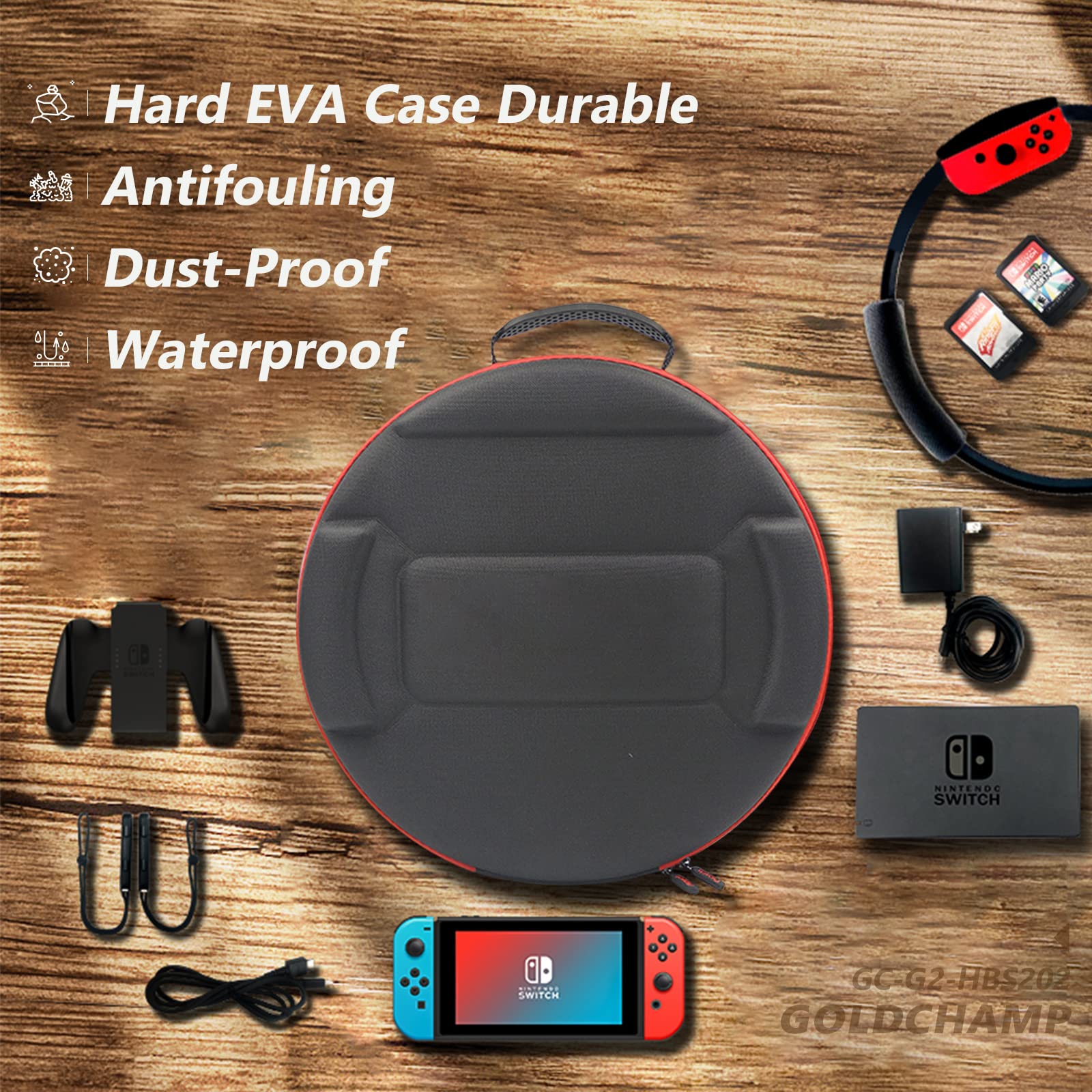 Carrying Case for Nintendo Switch Ring Fit Adventure Ring-Con Handbag,CLarge Shockproof Bag with 10 Game Cards for Switch Console, Pro Controller, Dock, AC Adapter, switch accessories…