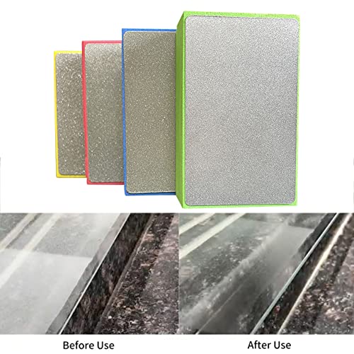 CALIDAKA 4pcs Diamond Hand Polishing Pads Diamond Sanding Block Kit Glass Grinding Pads for Sanding Concrete Glass Stone Granite Marble 60#,100#,200#,400#(as Shown)