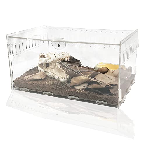 Magnetic Acrylic Reptile Cage,Transparent Enclosure Reptile Breeding Box,Breeding Box Terrarium Tank Suitabl for Tarantulas,Lizards,Chameleons,Hermit Crabs,Snakes,Insect,Turtle(12x8x6 Inch