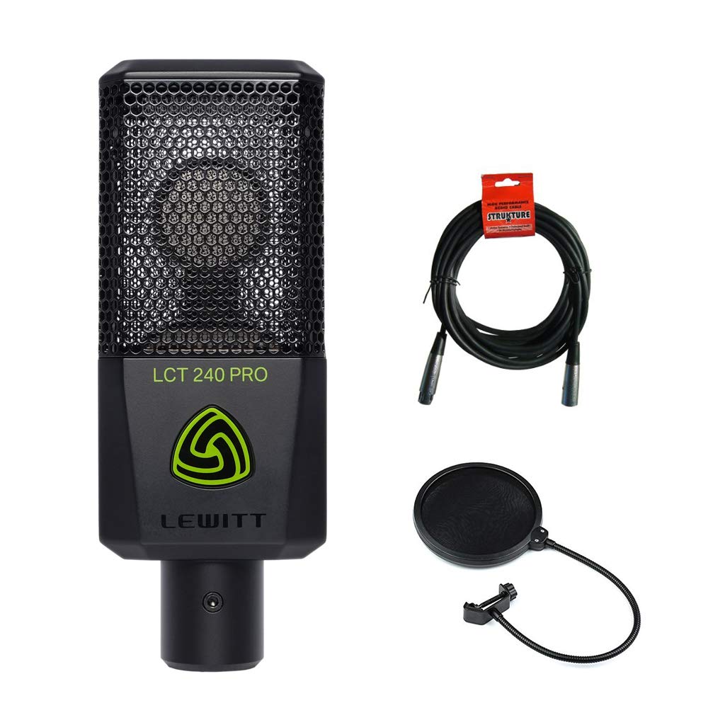 Lewitt LCT-240 Pro Condenser Microphone (Black) with 20' XLR-XLR Cable & Pop Filter Bundle