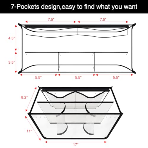Clear Beach Bag Organizer for Bogg Bag Accessories - Insert Inner Bags Compatible with Bogg Bag, Insert Organizer for X Large Size Bogg Bag, Organizing Your Bag and Divide Space (Black, Large)