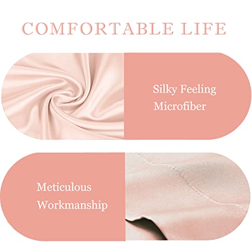 FOX-TECH Satin Pillowcase for Hair and Skin Set of 2, Super Soft and Smooth Pillowcase with Envelope Closure, Silk Pillow Case Queen 2 Pack, 20β x 30β (Light Pink)