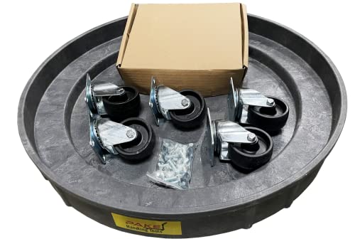 Pake Handling Tools 30 Gallon and 55 Gallon Drum Dolly - Durable Heavy Duty Plastic Drum Cart, 900 lb. Capacity, 5 Swivel Casters