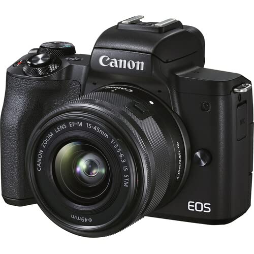 Canon EOS M50 Mark II Mirrorless Camera Canon EF-M 15-45mm f/3.5-6.3 is STM Lens + Case + 64GB Memory(26pc)