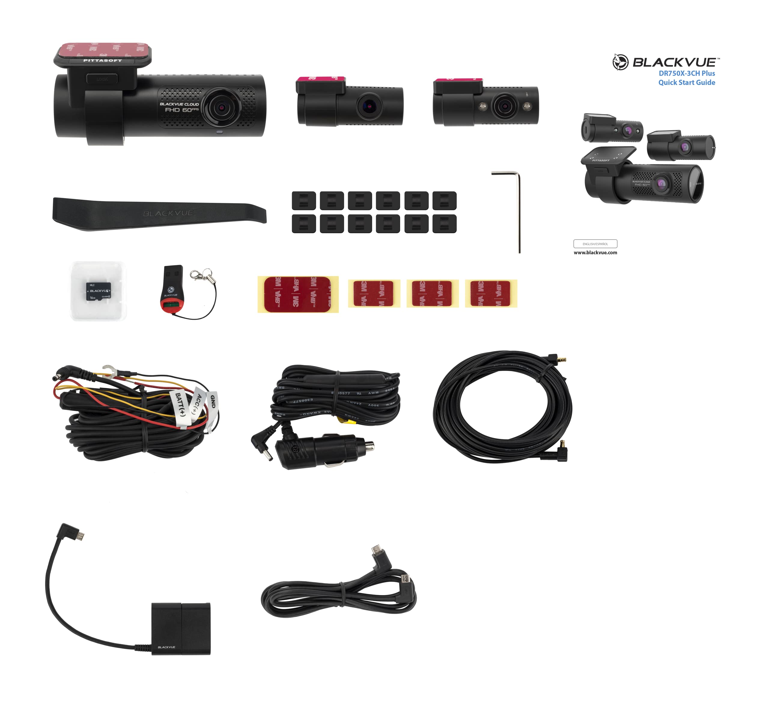 BlackVue DR750X-3CH Plus with 32GB microSD Card | Dual FHD + HD Triple Channel Cloud Dashcam | Cloud Connectivity | Mobile Hotspot and LTE via Optional LTE Module