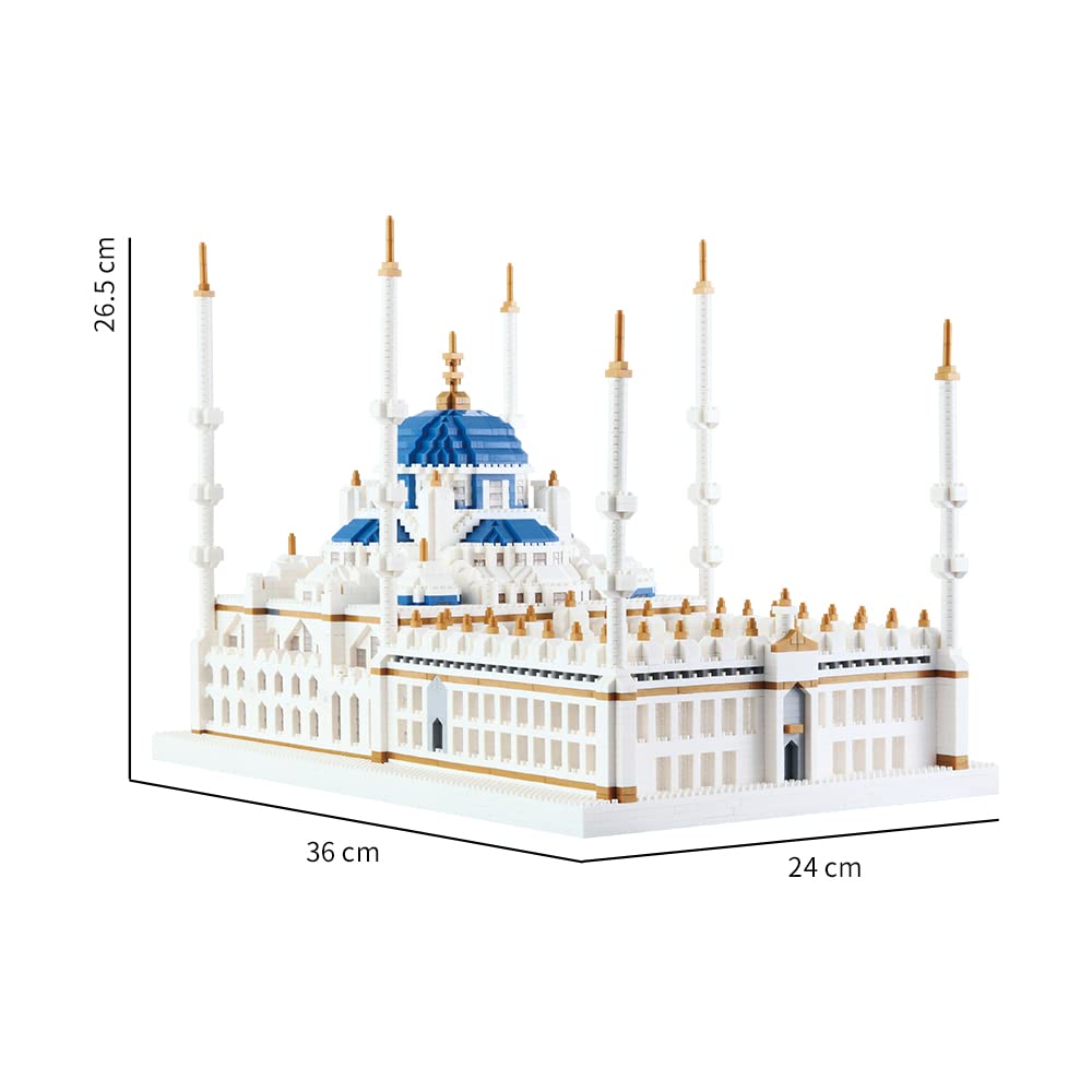 KLMEi Micro Building Blocks Set 6850 Pcs Blue Mosque Miniature World Landmark Architectural Construction Model for Adult and Children Age of 14+