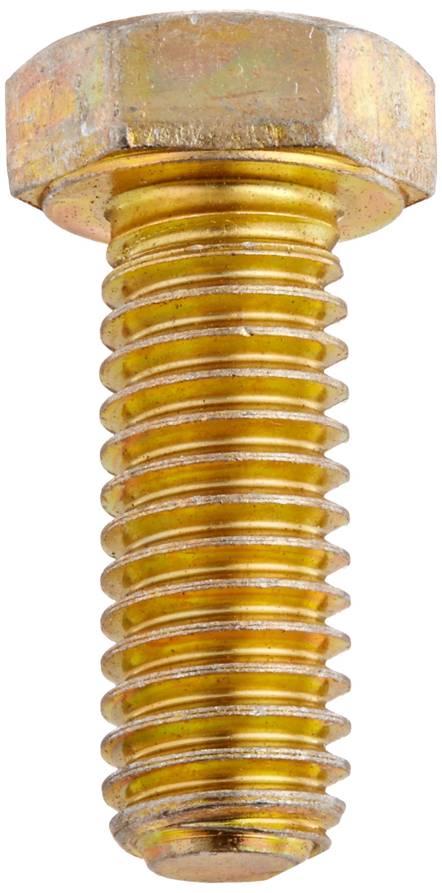 Steel Hex Bolt, Grade 8, Zinc Yellow-Chromate Plated Finish, Hex Head, External Hex Drive, Meets ASME B18.2.1/SAE J429, 1" Length, Fully Threaded, 1/2"-13 Threads (Pack of 25)