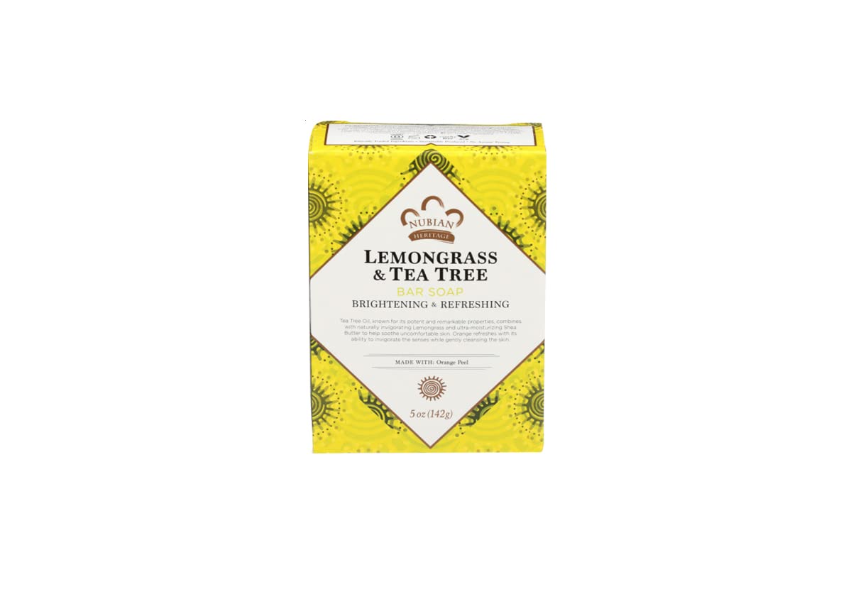 Nubian Heritage Lemongrass & Tea Tree Bar Soap, 5 oz (Pack of 12)