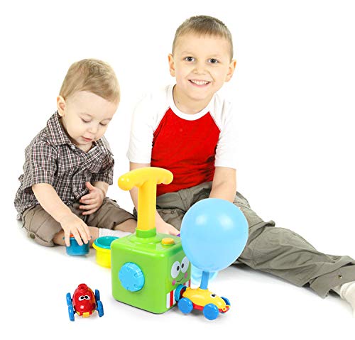 KLQQLK Balloon Powered Launch Car,Balloon Air Inflator Hand Push Mini Plastic Air Power Balloon Racer Vehicle Car Toy for Kids Gift (Frog)
