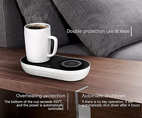 PALTIER Coffee Mug Warmer, Drink Cooler with Wireless Charger for Desk, Cup Warming, Cooling and Phone Charging 3 in 1 for Home Office Gift