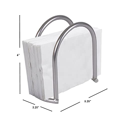 Metal Napkin Holder For Table, By Home Basics (Satin Nickel Finish) | Napkin Holders For Kitchen | Contemporary and Modern Napkin Holders