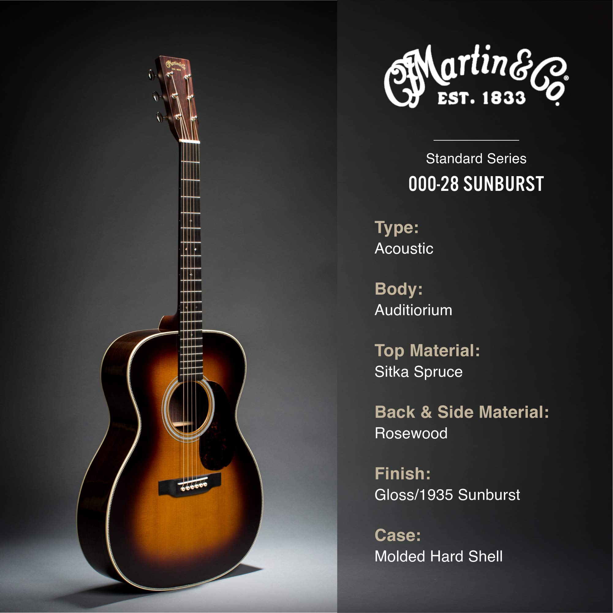 Martin Guitar Standard Series Acoustic Guitars, Hand-Built Martin Guitars with Authentic Wood 000-28
