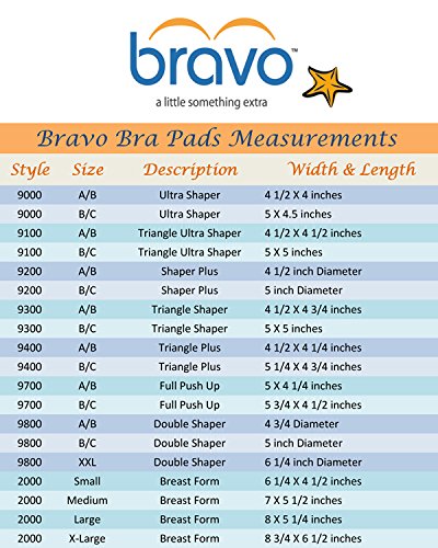 Bravo Women's Ultra Shaper Bra Pads. Rounded top, Push up and in. (Black, A/B)