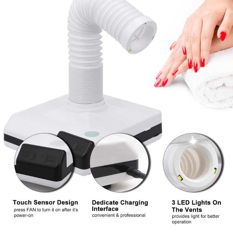 Dental/Nail Art Vacuum Cleaner with 360° Retractable Swivel Suction Tube with LED Lighting Dental/Nail Art Tool/Desktop Dusting Tool