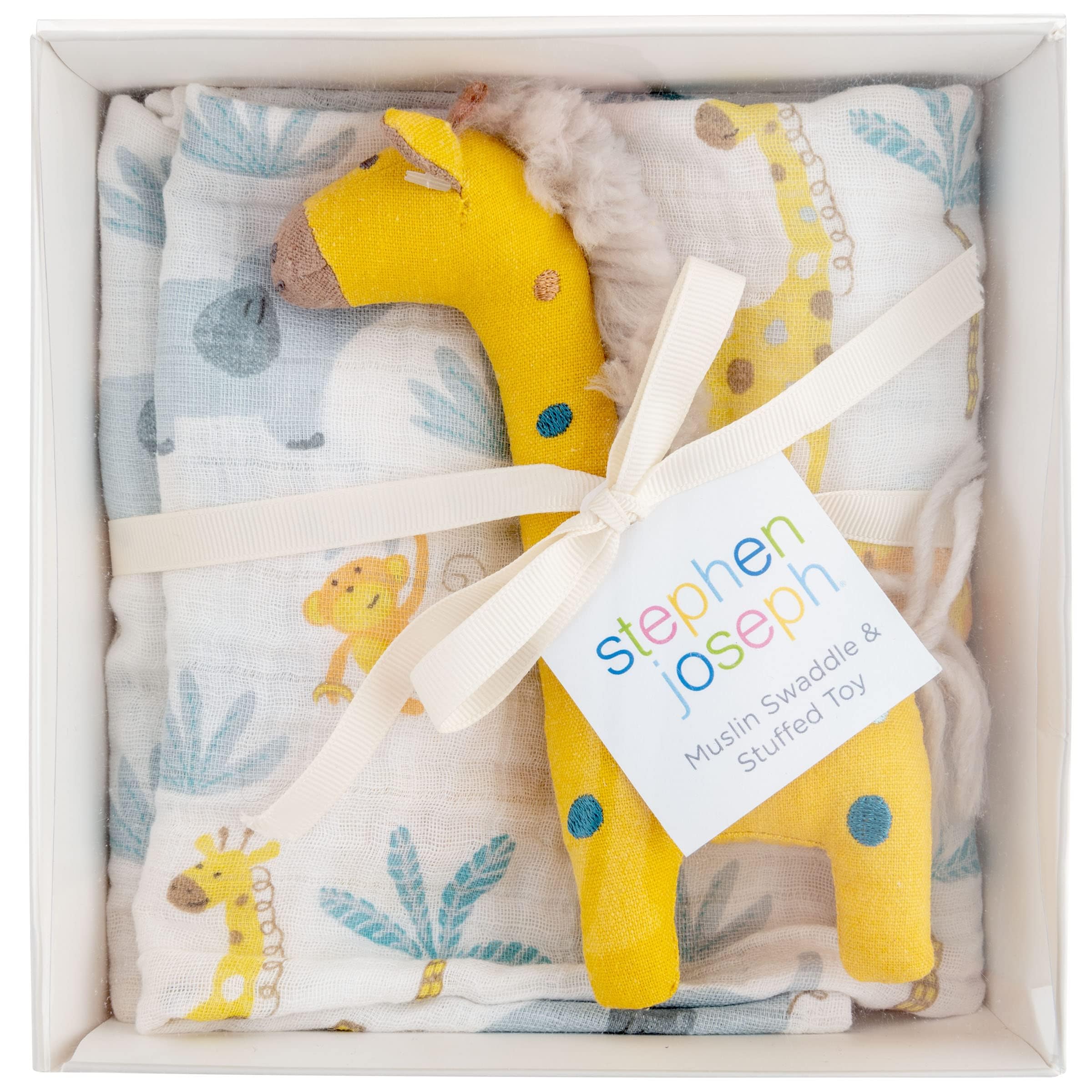 Stephen Joseph, Muslin Blanket and Stuffed Animal, Giraffe, Yellow