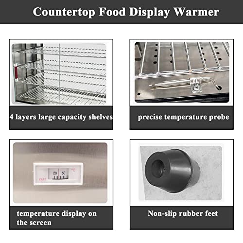 Countertop Pie Warmer Hot Food Display Cabinet Glass Warming Showcase 25" 4 Shelves 1kw (580)