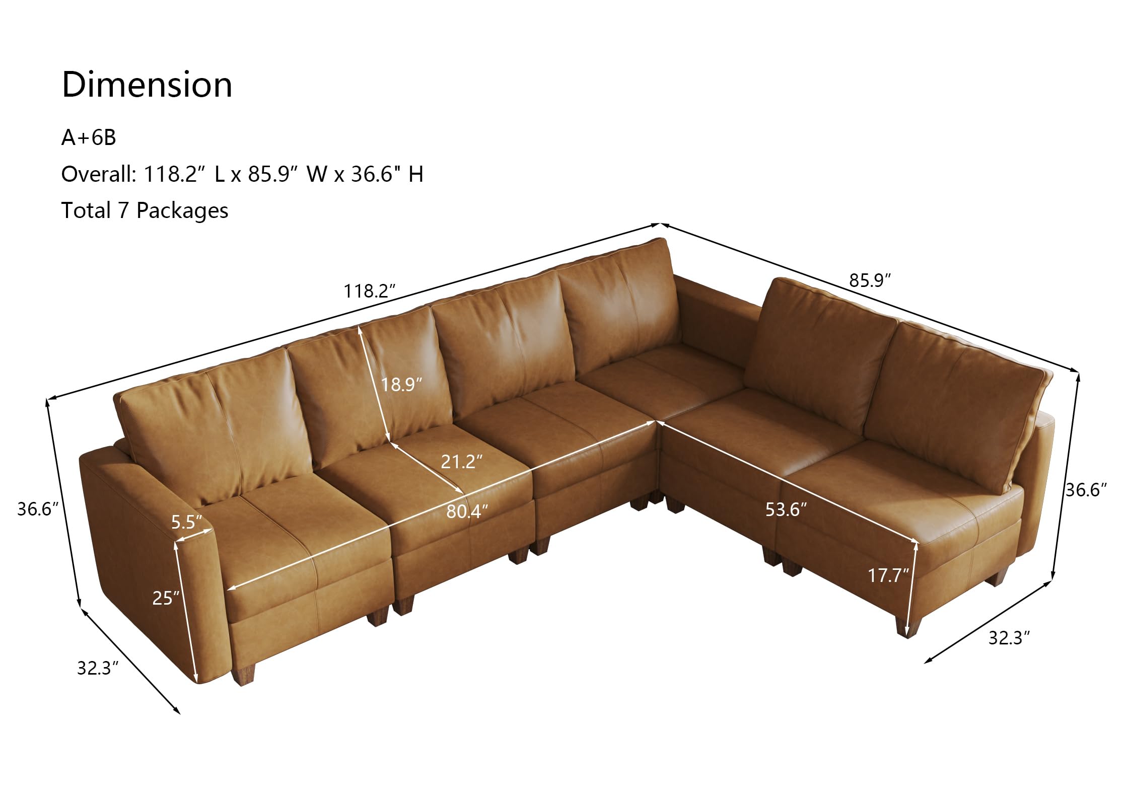 EASE MOOSE Modular Sleeper Sofa Bed Sectional Couch with Storage, Faux Leather Modular Couch Sectional Sofa, Brown