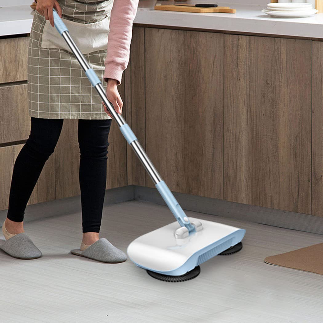 Hand Push Sweeper, 3 in 1 Household Sweeper Vacuum Cleaner, Crumb Sweeping Mop, Easy to Use Microfiber Mop Home Cleaning Tool for Home Use (Blue)