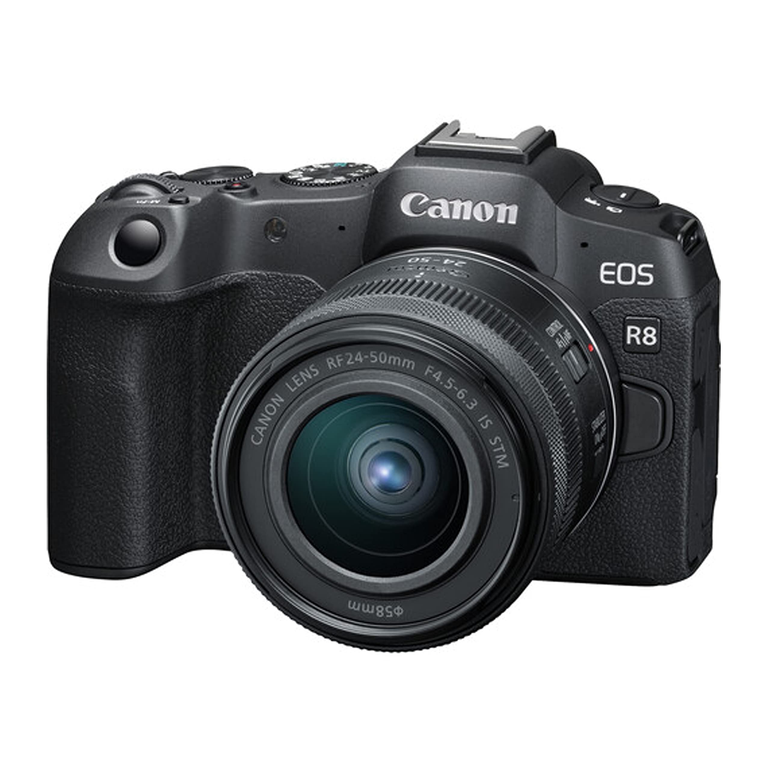 Canon EOS R8 Mirrorless Digital Camera with RF 24-50mm f/4.5-6.3 is STM Lens + 75-300mm Lens + 420-800mm Super Telephoto Lens + 128GB Memory + Case + Tripod + Filters (45pc Bundle)