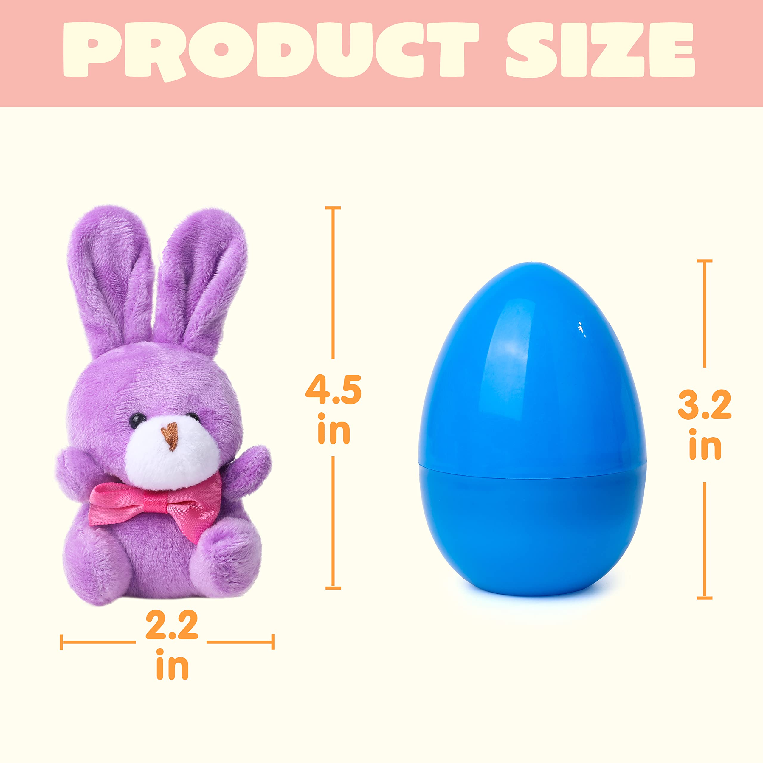 JOYIN 24 Pcs Filled Easter Eggs, Bright Colorful Easter Eggs Prefilled with Variety Plush Bunnies for Kids Toddlers Egg Hunt, Easter Basket Stuffers and Party Favors