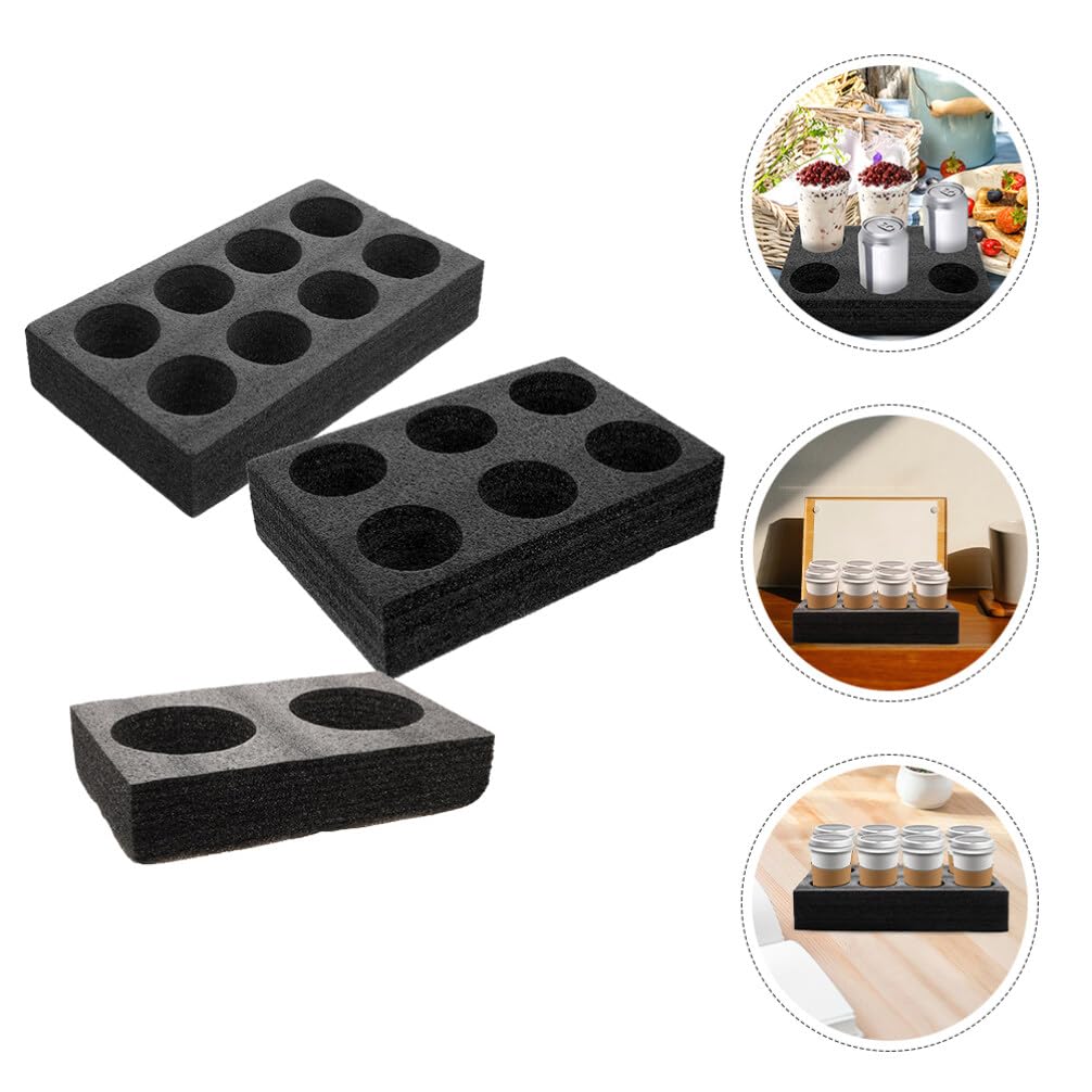 Cabilock Black Tray 3PCS Tray Accessories Coffee Pearl Cotton Food Outdoor Milk Tea Server Drinks Cup Foam Cup Holder Commercial take Out Drink Carrier Wine Glass Cups and Plates Beverages