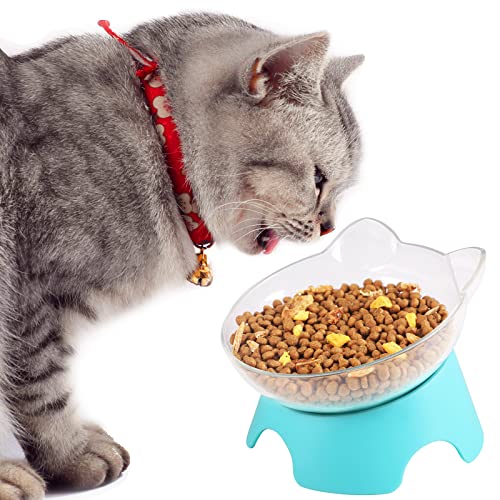 MILIFUN Raised Cat Food Bowls with Stand, Cat Dishes for Food or Water, Cat Tilted Bowl, Pet Dish with Stand (Arcuation-Bule)