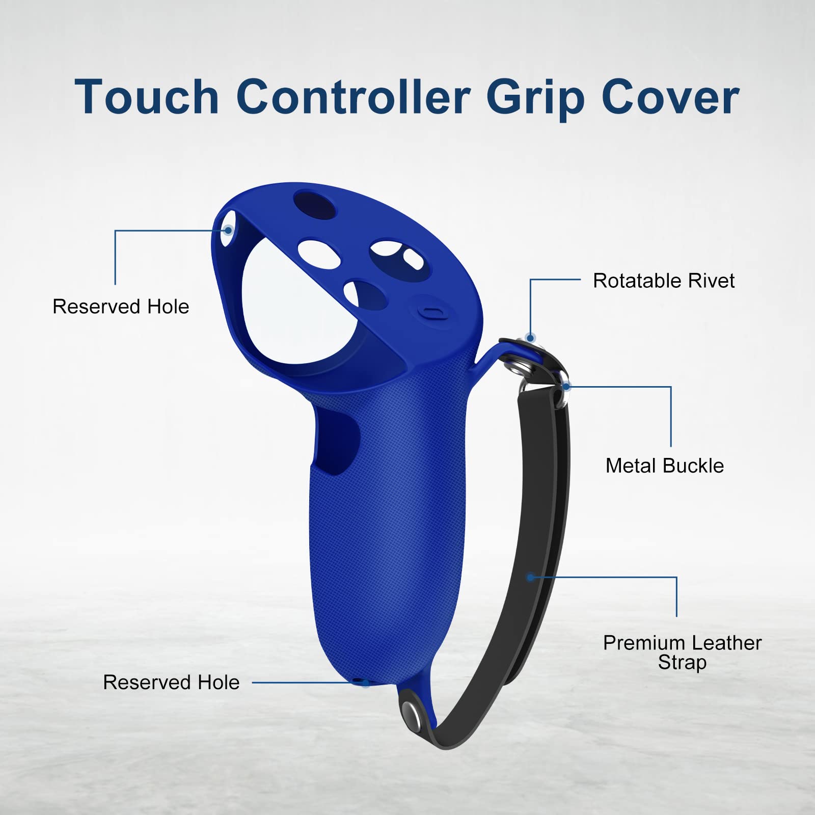 Controller Grips Cover Compatible with Oculus Meta Quest Pro Accessories, Silicone Anti-Slip Case Shell Protector for Quest Pro (Blue)