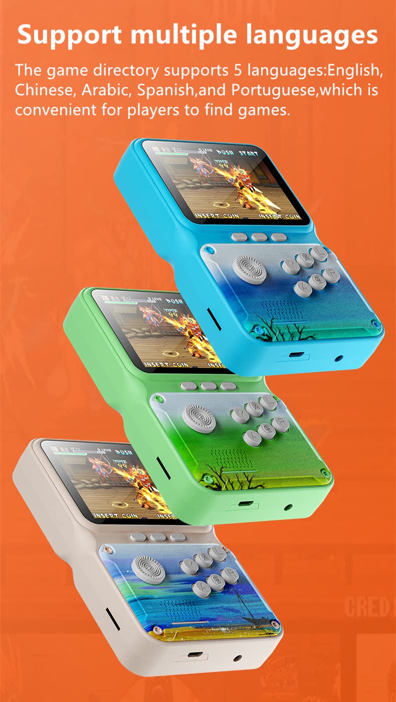 CZT 3.0 inch Colorful Double Game Console Retro Handheld 500-in-1 Nostalgic Video Game can be Connected to TV Multi-Language Rechargeable Lithium Battery Children's Student Gift (Blue)