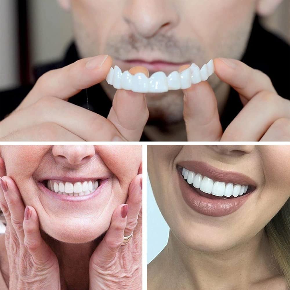 Denture Teeth Temporary Fake Teeth Snap On Top and Bottom Teeth for Men and Women, Cover The Imperfect Teeth,Fix Confident Smile