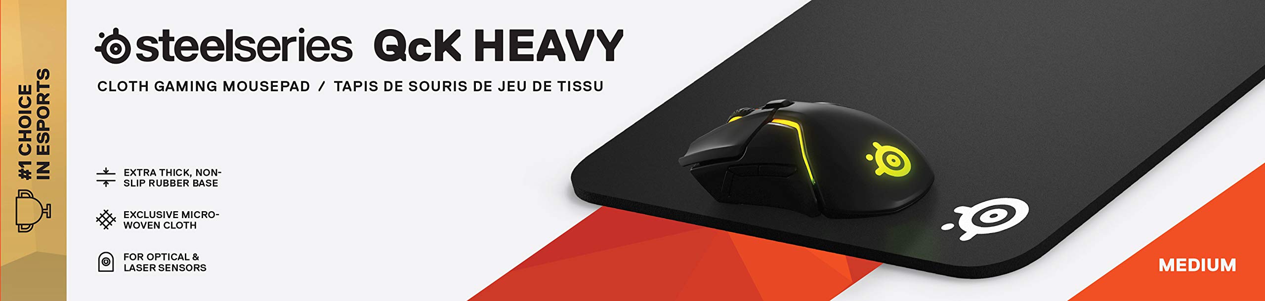 SteelSeries QcK Heavy - Cloth Gaming Mouse Pad - extra thick non-slip rubber pad - exclusive microfiber surface - size M