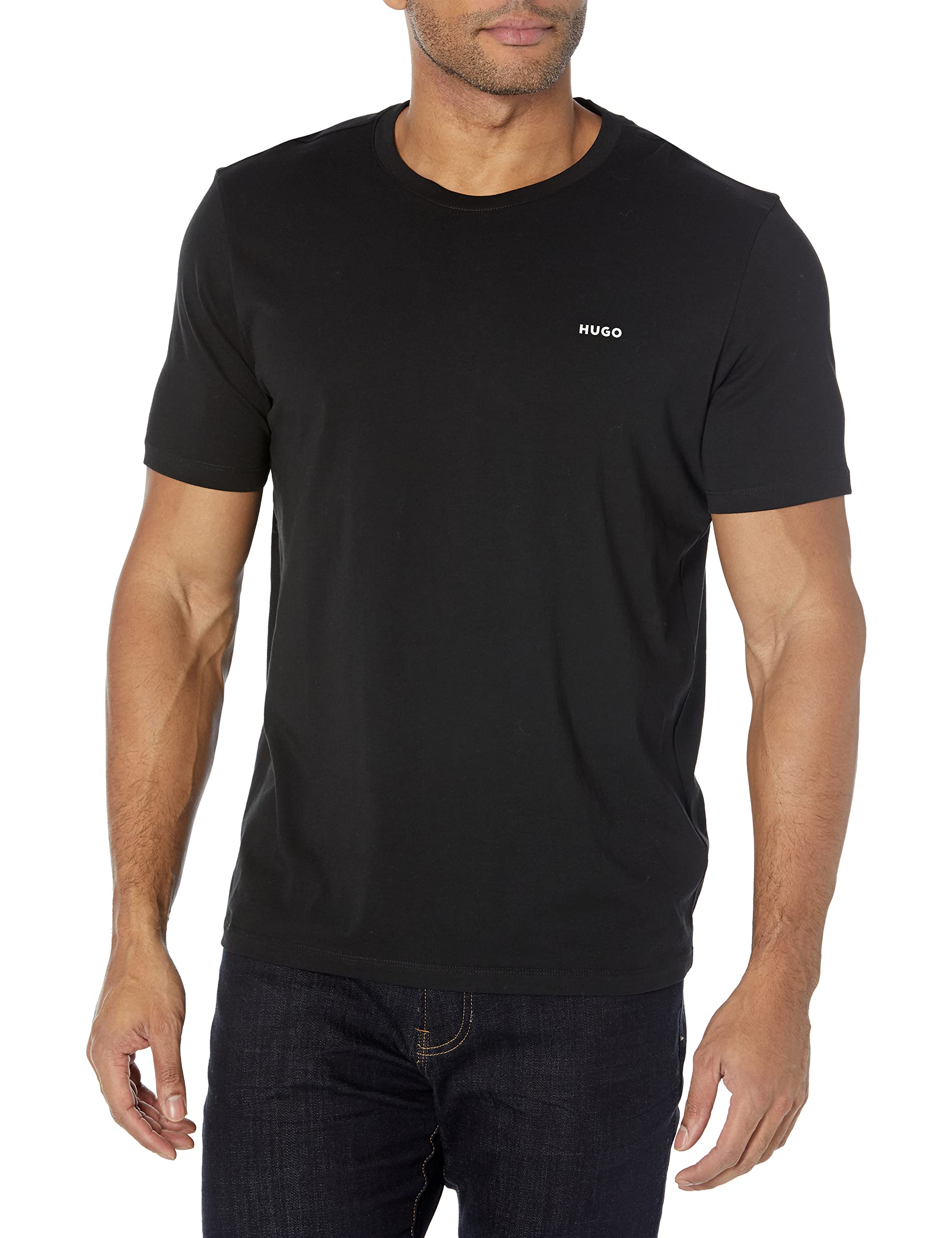 HUGO Boss Mens Small Logo Short Sleeve T-Shirt T Shirt, Black Oil, Medium US