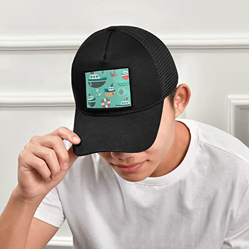 Boat Anchor Trucker Hat Black Hats for Men Woman Baseball Cap Fitted Snapback Hats Adjustable Strap Funny Hat