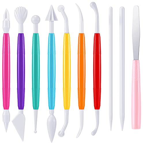 Plastic Clay Tools Clay Sculpting Tools Modeling Clay Tools Double Head Ceramic Pottery Tool Kit Cook Decorating Tools for Kids Crafts DIY Shaping and Sculpting, Assorted Colors