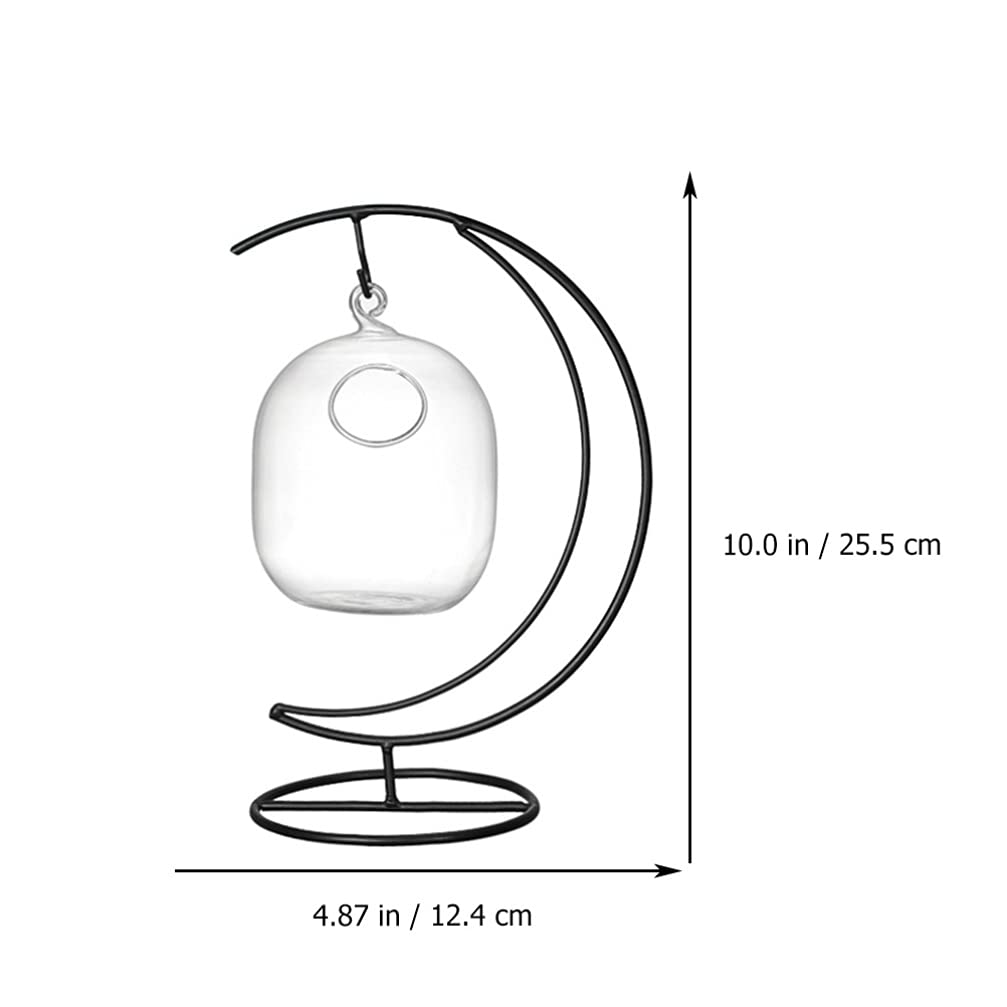 Cabilock Creative Cocktail Glass Martini Glasses with Iron Stand Clear Wine Glass Beverage Glass Hanging Bar Drink Cup Glassware for KTV Home Bar Club Black Transparent