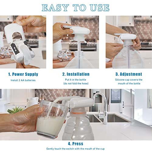 Milk Dispenser for Fridge Gallon, Automatic Drink Dispenser with Cleaning Brush, Milk Jug Dispenser, Electric Tap for Milk Juice Water, Drink Dispensers for Parties Home Kitchen (2Pack, White)